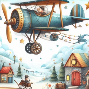 Whimsical Airplanes Clip Art Bundle 10 High Res Watercolor Jpgs for ...