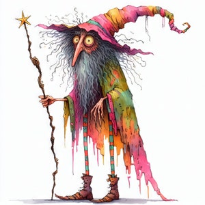 Quirky Wizard: Clip Art, 10 High Res Watercolor Jpgs, Junk Journaling ...