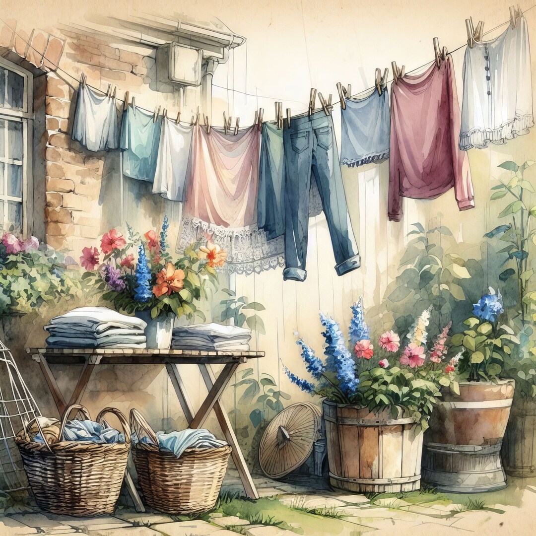 Wash Day: Clip Art, 10 High Res Watercolor Jpgs, Junk Journaling ...