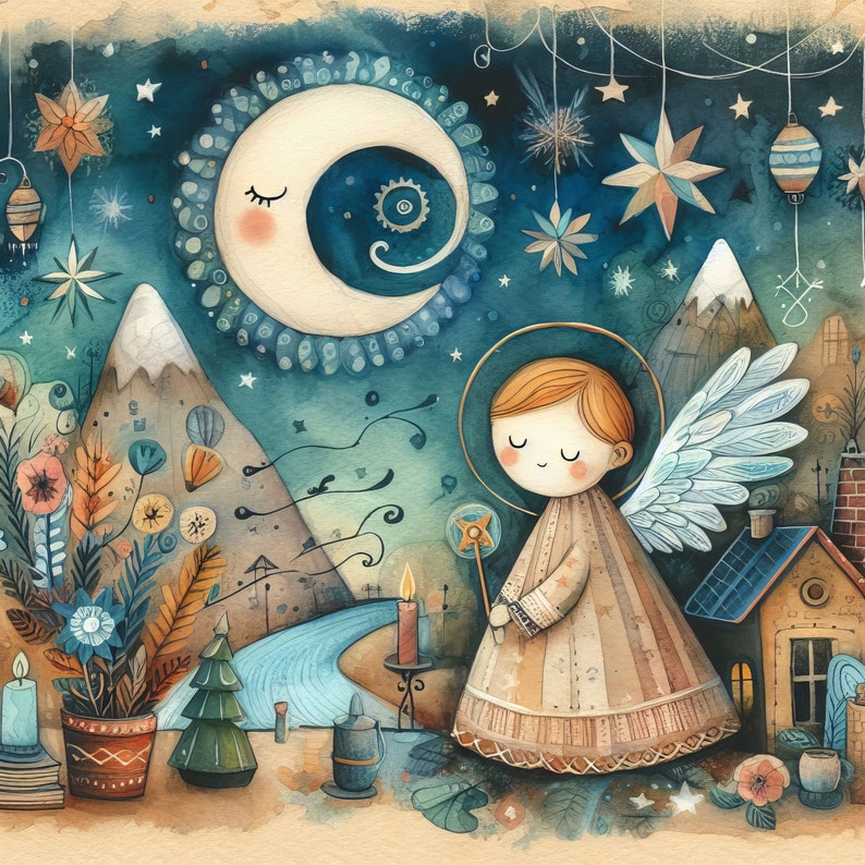 Whimsical Angel: Clip Art 10 High Res Watercolor Jpgs for Junk ...