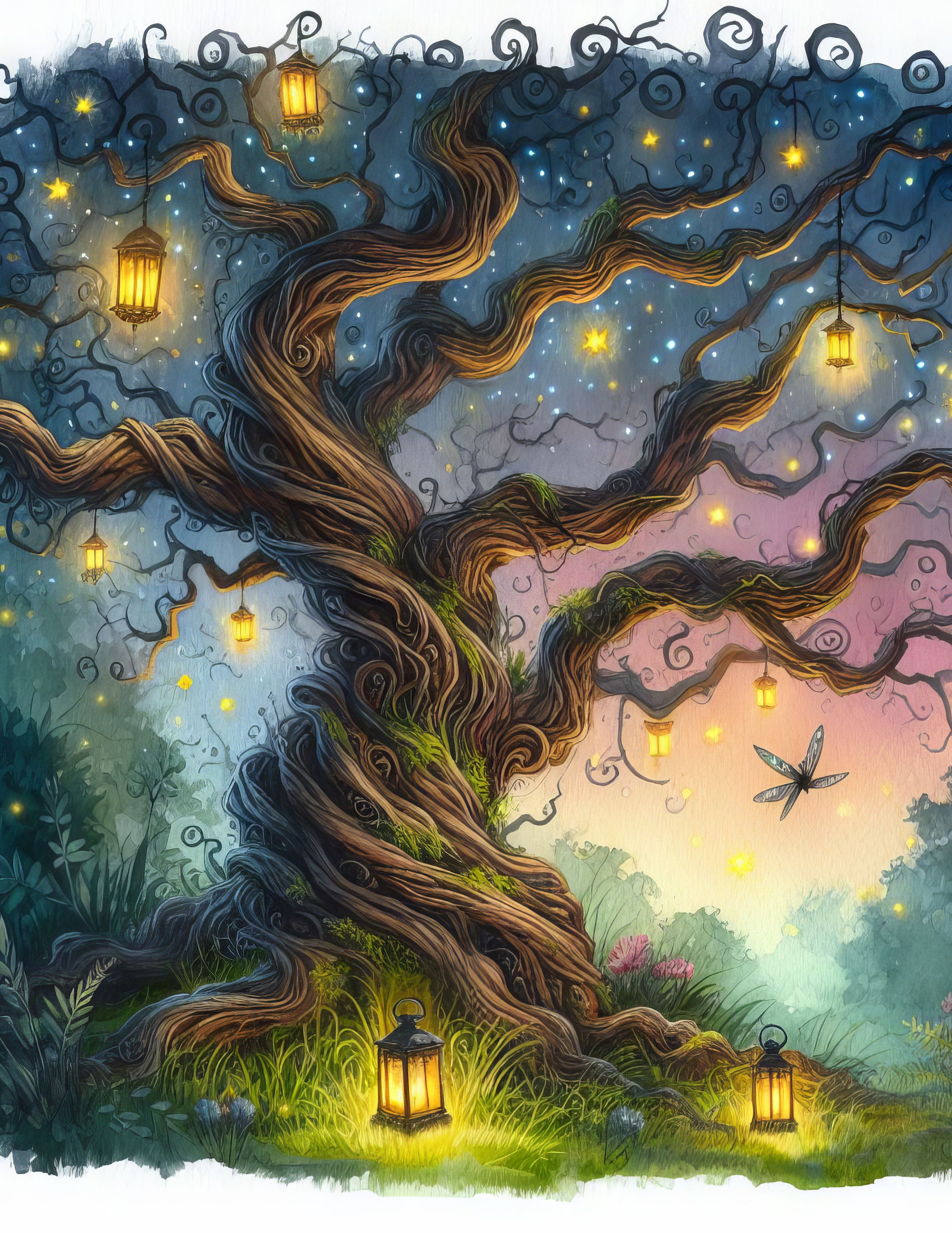 Firefly Tree Clipart Bundle 10 High Res Watercolor Jpgs for Junk ...