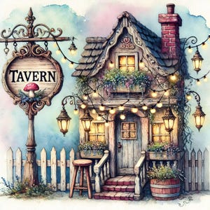 Whimsical Tavern: 10 High Res Watercolor Jpgs, Junk Journaling ...