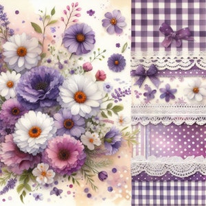 Purple Calico Paper Clip Art Bundle 10 High Res Watercolor Jpgs for ...