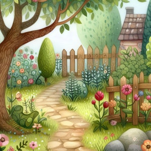 Fantasy Garden Path: Clipart Bundle 10 High Res Watercolor Jpgs for ...