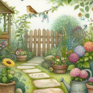 Fantasy Garden Path: Clipart Bundle 10 High Res Watercolor Jpgs for ...