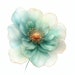 Exquisite Gold Edged Aqua Flower Clip Art 10 High Res Watercolor Jpgs ...