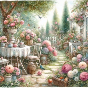 Shabby Chic Summer Garden Clip Art Kit 10 High Res Watercolor Jpgs for ...