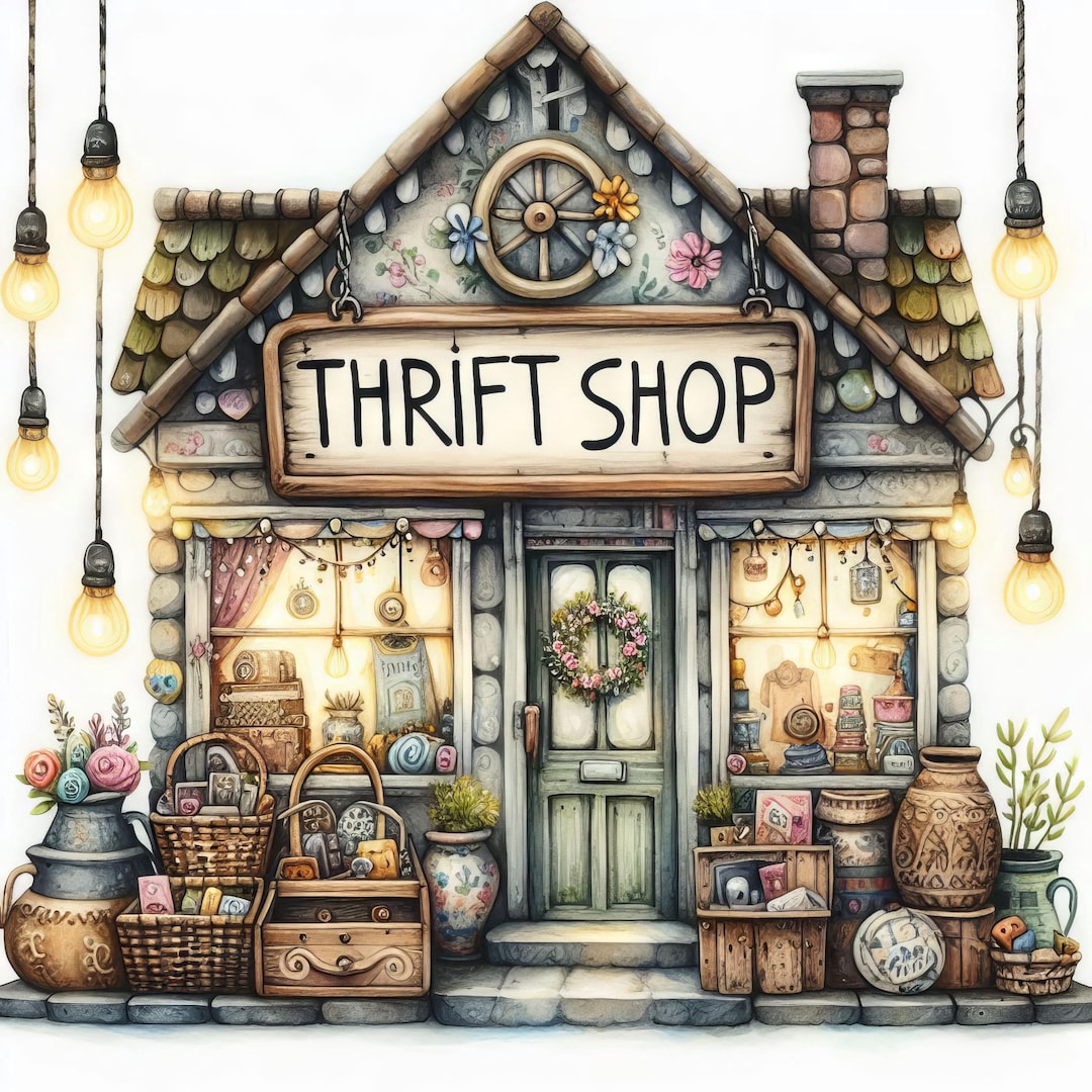 Thrift Shop Clip Art 10 High Res Watercolor Jpgs Junk Journaling ...