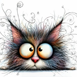 Frazzled Cat Clip Art 10 High Res Watercolor Jpgs for Junk Journaling ...