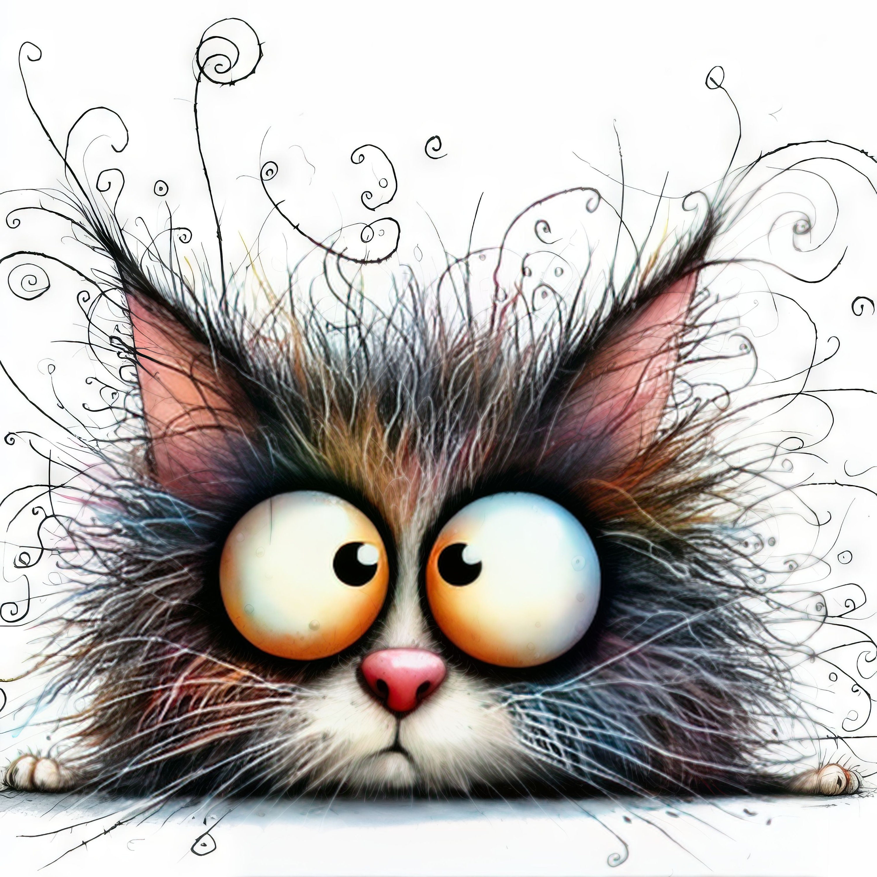 Frazzled Cat Clip Art 10 High Res Watercolor Jpgs for Junk Journaling ...