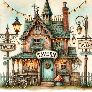 Whimsical Tavern: 10 High Res Watercolor Jpgs, Junk Journaling ...