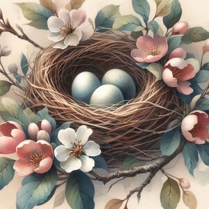 Bird's Nest With Eggs Clip Art Bundle 10 High Res Watercolor Jpgs for ...
