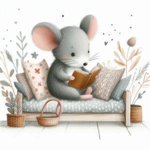 Bedtime Mouse Clip Art Kit 10 High Res Watercolor Jpgs for Junk ...
