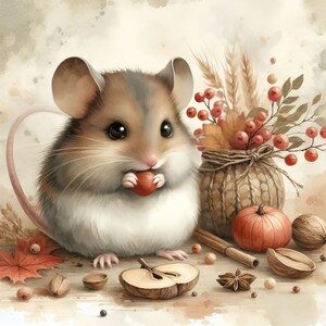 Autumn Mouse Clip Art Bundle 10 High Res Watercolor Jpgs Junk ...
