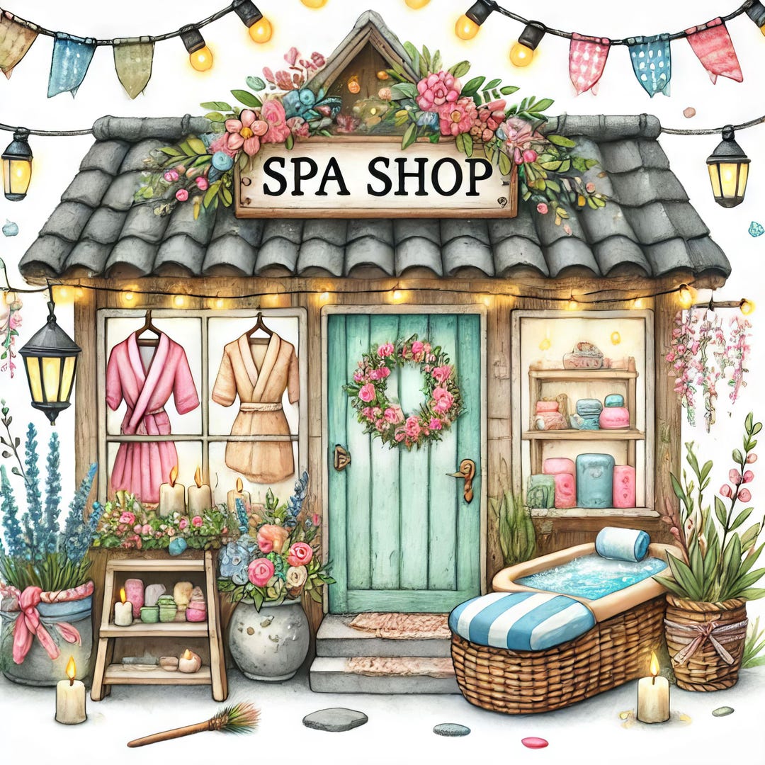 Spa Shop: 10 High Res Watercolor Jpgs Junk Journaling, Scrapbooking ...