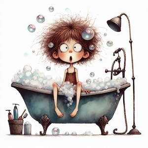 Quirky Bubble Bath Clip Art 10 High Res Watercolor Jpgs Junk Journaling ...