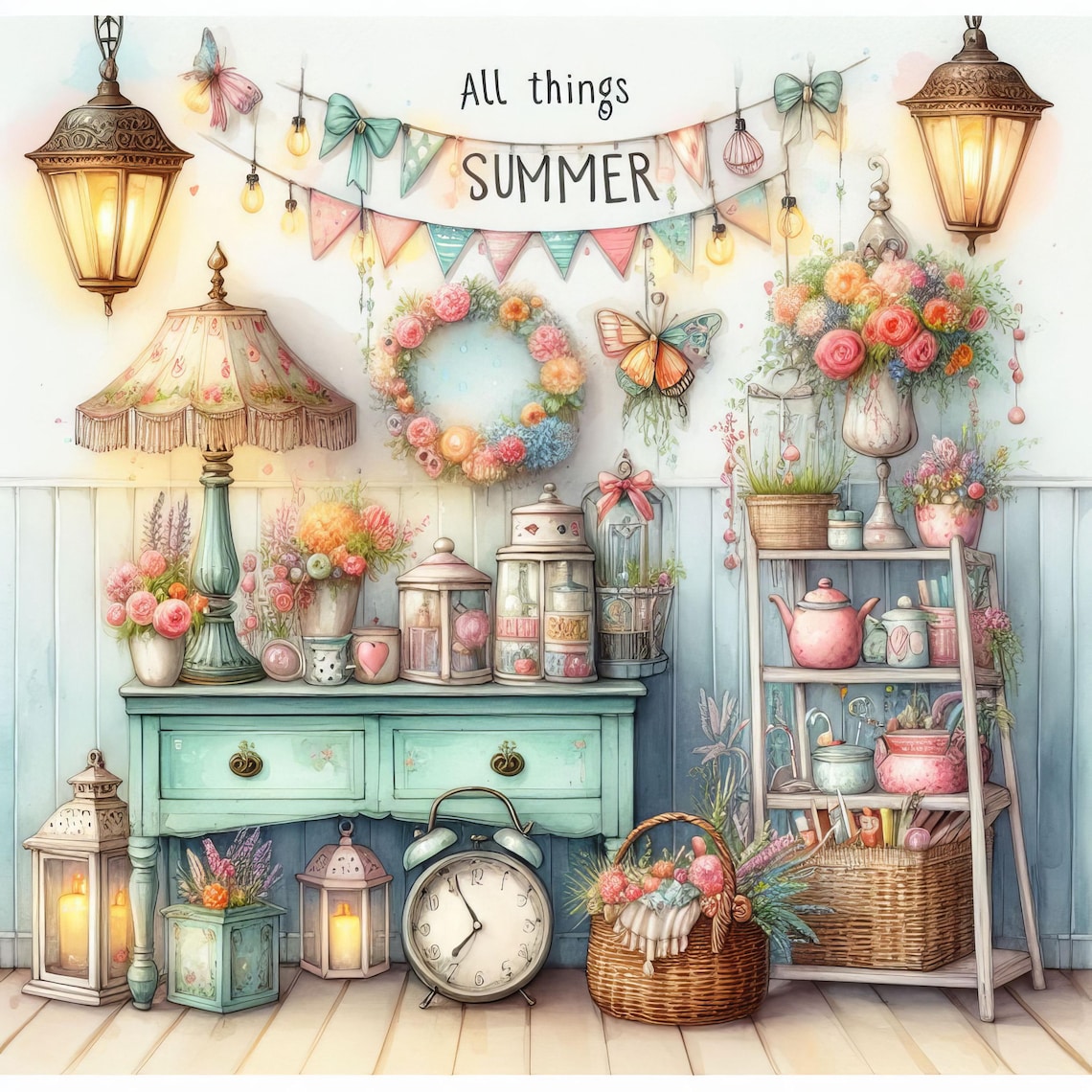 All Things Summer Shop: Clip Art, 10 High Res Watercolor Jpgs, Junk ...