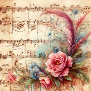 Vintage Sheet Music Clip Art 10 High Res Watercolor Jpgs for Junk ...