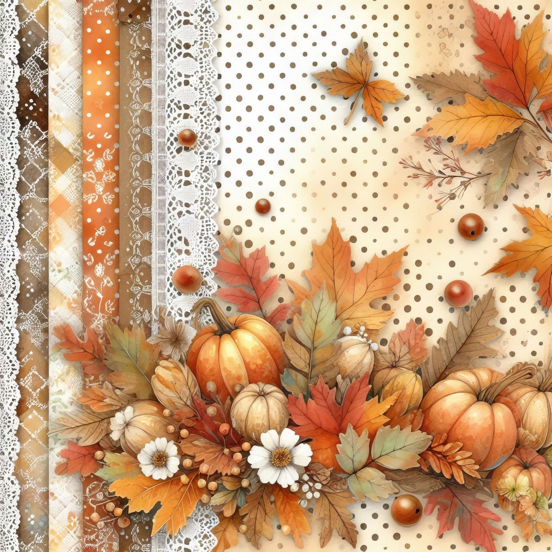 Autumn Calico Paper: Clip Art, 10 High Res Watercolor Jpgs, Junk ...