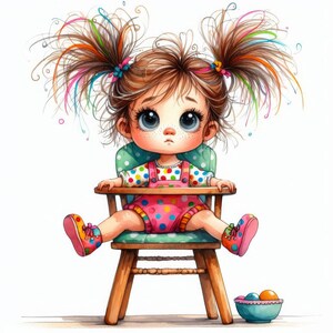 Quirky Highchair Clip Art 10 High Res Watercolor Jpgs Junk Journaling ...