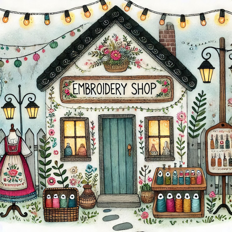 Embroidery Shop 10 High Res Watercolor Jpgs Junk Journaling ...
