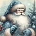 Vintage Blue Santa Clipart Bundle 10 High Res Watercolor Jpgs for Junk ...