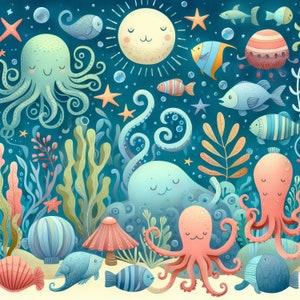 Whimsical Ocean Life Clip Art Bundle 10 High Res Watercolor Jpgs for ...