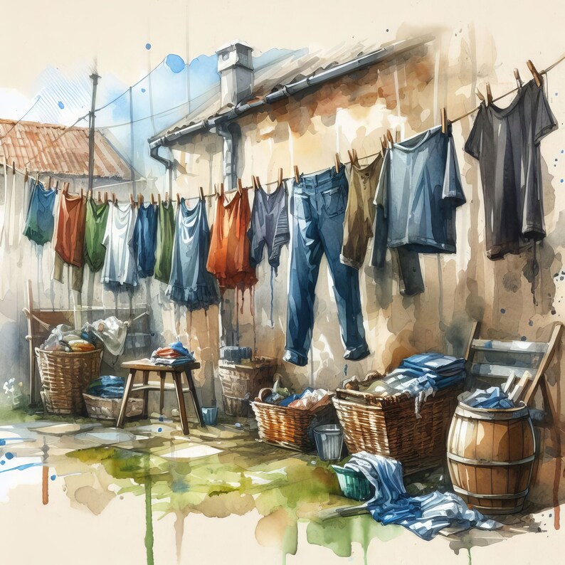 Wash Day: Clip Art, 10 High Res Watercolor Jpgs, Junk Journaling ...