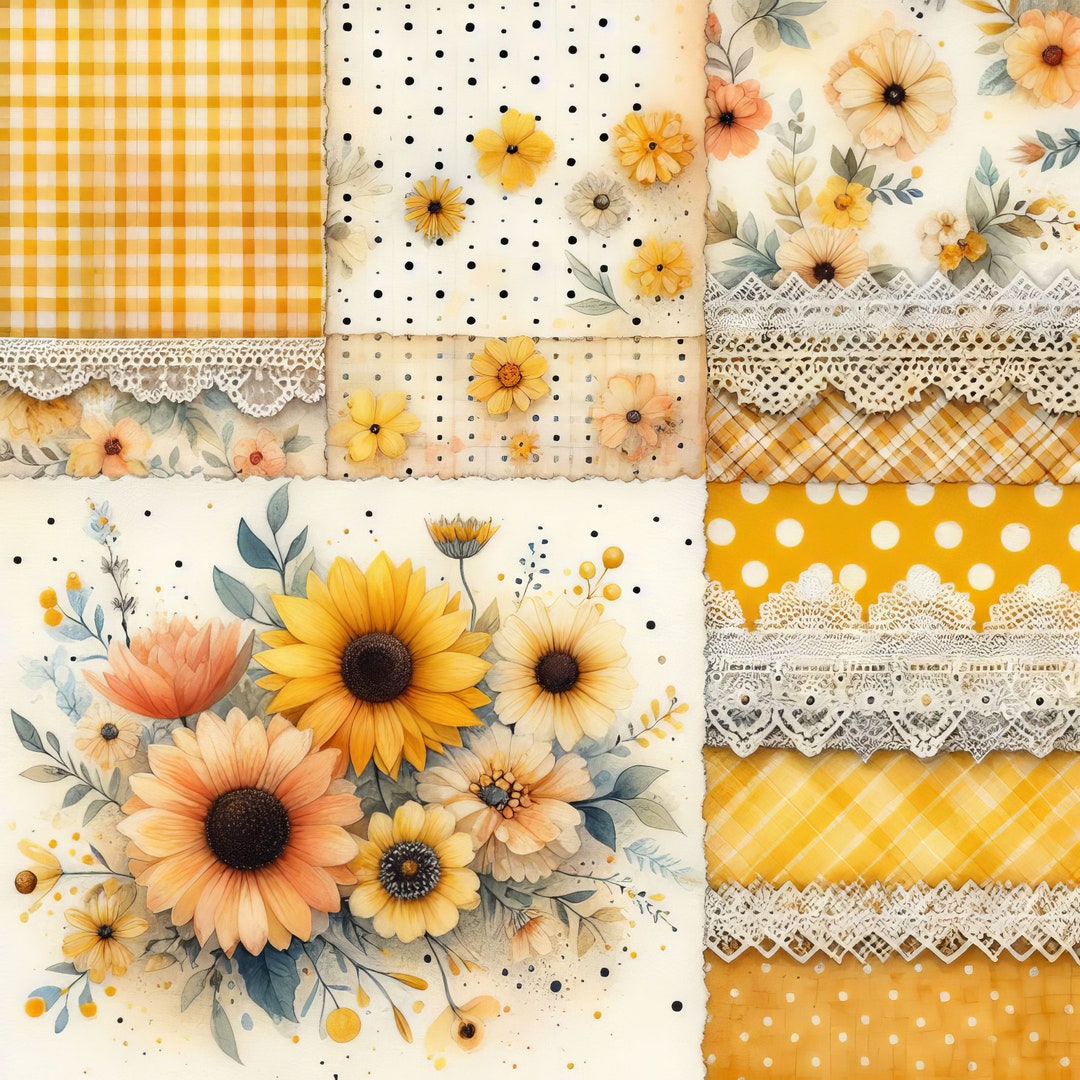 Yellow Calico Paper Clip Art Bundle 10 High Res Watercolor Jpgs for ...