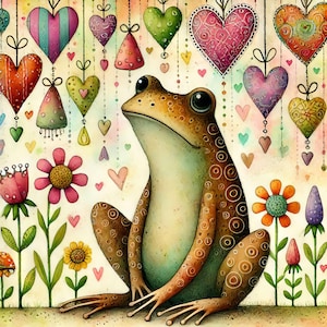 In Love With Frogs Clip Art 10 High Res Watercolor Jpgs Junk Journaling ...