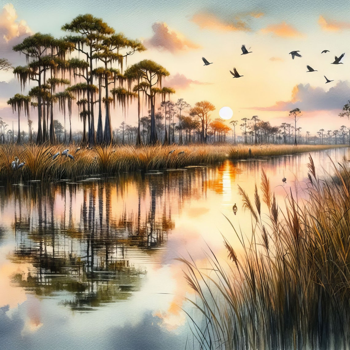 Florida Everglades Clip Art 10 High Res Watercolor Jpgs for Junk ...