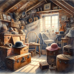 Grandma's Attic Clip Art 10 High Res Watercolor Jpgs for Junk ...