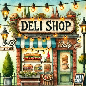 Deli Shop: 10 High Res Watercolor Jpgs, Junk Journaling, Scrapbooking ...