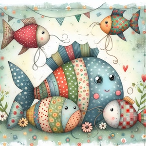 Calico Fish: Clip Art, 10 High Res Watercolor Jpgs, Junk Journaling ...