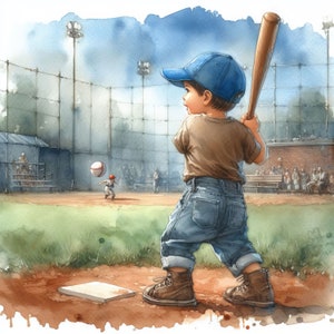 Batter Up! : Clip Art, 10 High Res Watercolor Jpgs, Junk Journaling ...
