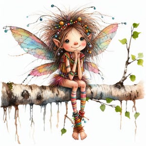 Quirky Boho Fairy: Clip Art 10 High Res Watercolor Jpgs Junk Journaling ...