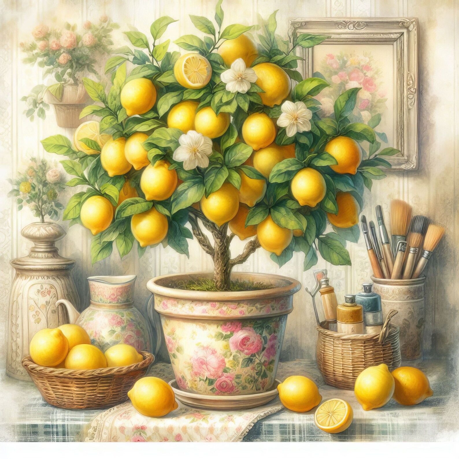 Lemon Tree: Clip Art 10 High Res Watercolor Jpegs for Junk Journaling ...