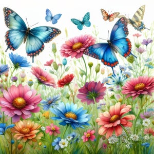 Butterfly Garden Clip Art Bundle 10 High Res Watercolor Jpgs for Junk ...