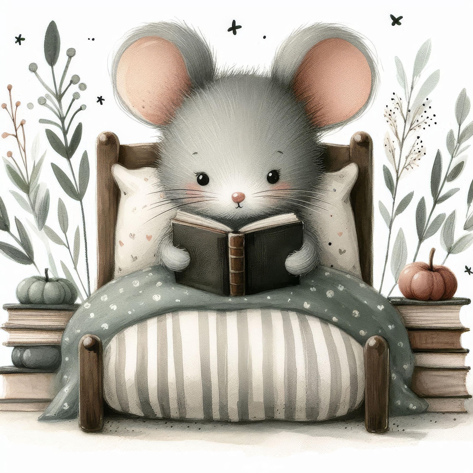 Bedtime Mouse: Clip Art, 10 High Res Watercolor Jpgs, Junk Journaling ...