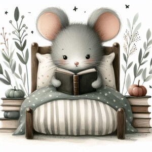 Bedtime Mouse Clip Art Kit 10 High Res Watercolor Jpgs for Junk ...