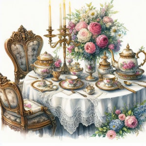 Victorian Tea Time: Clip Art 10 High Res Watercolor Jpgs for Junk ...