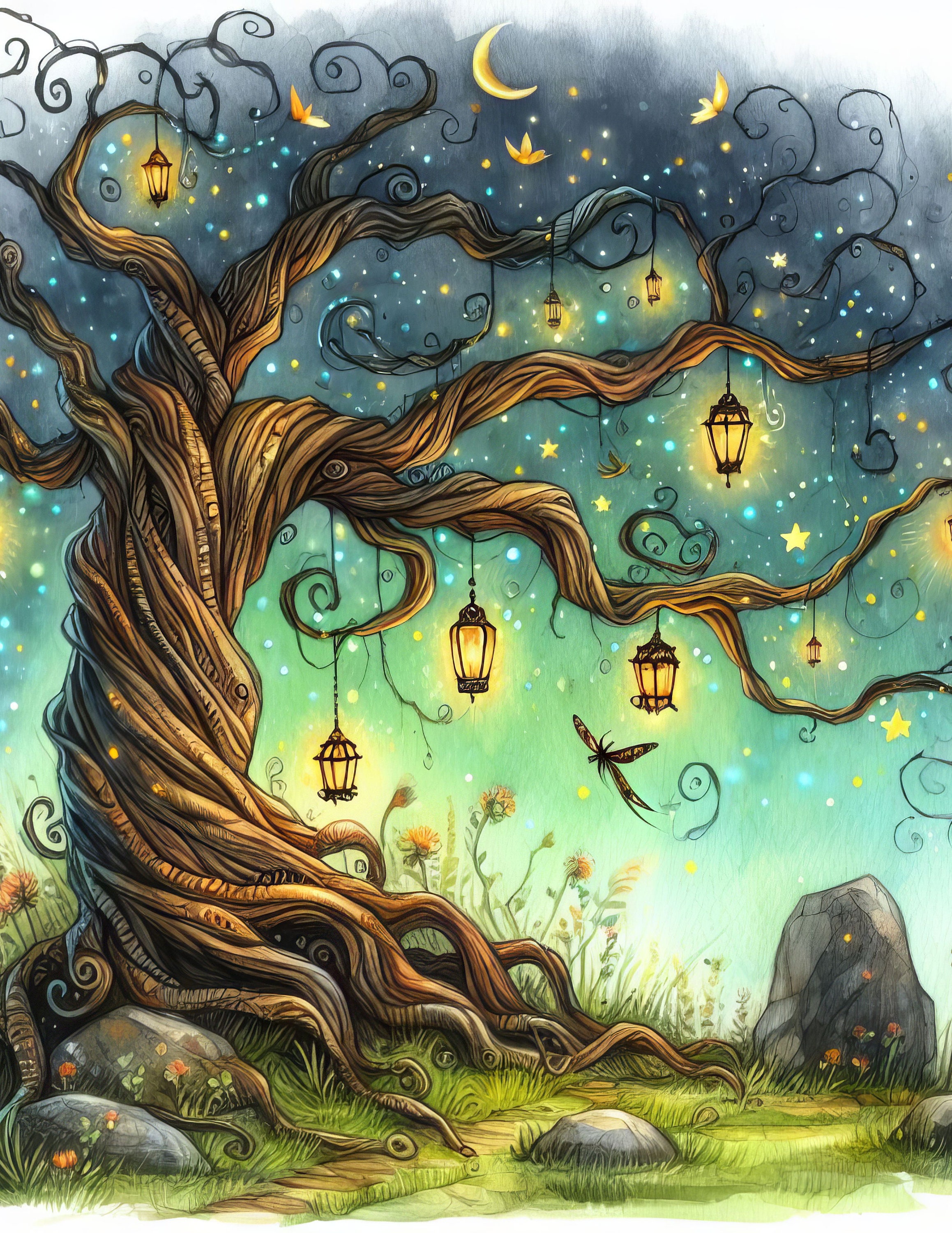 Firefly Tree Clipart Bundle 10 High Res Watercolor Jpgs for Junk ...