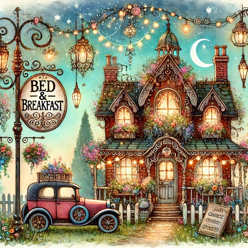 Bed and Breakfast: 10 High Res Watercolor Jpgs, Junk Journaling ...