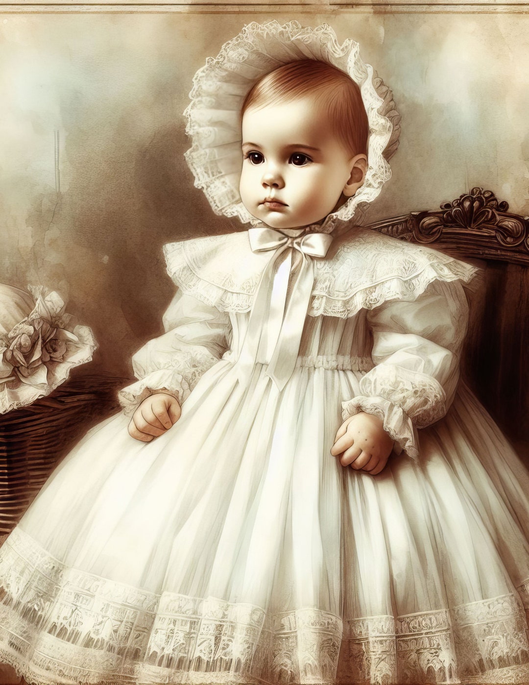 Victorian Baby in Christening Gown Clip Art Bundle 10 High Res ...