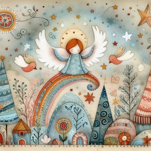 Whimsical Angel: Clip Art 10 High Res Watercolor Jpgs for Junk ...