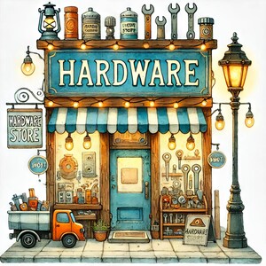 Watercolor Hardware Store Clipart: Junk Journal Ephemera (digital ...
