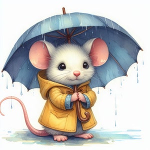 Mouse in the Rain Clip Art 10 High Res Watercolor Jpgs for Junk ...
