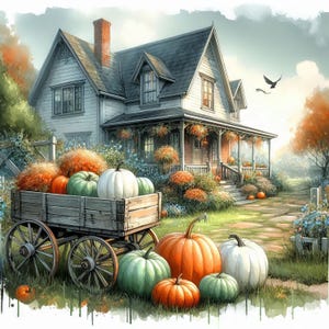 Pumpkin Harvest Clip Art Bundle 10 High Res Watercolor Jpgs Junk ...