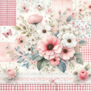 Pink Calico Paper Clip Art Bundle 10 High Res Watercolor Jpgs for Junk ...