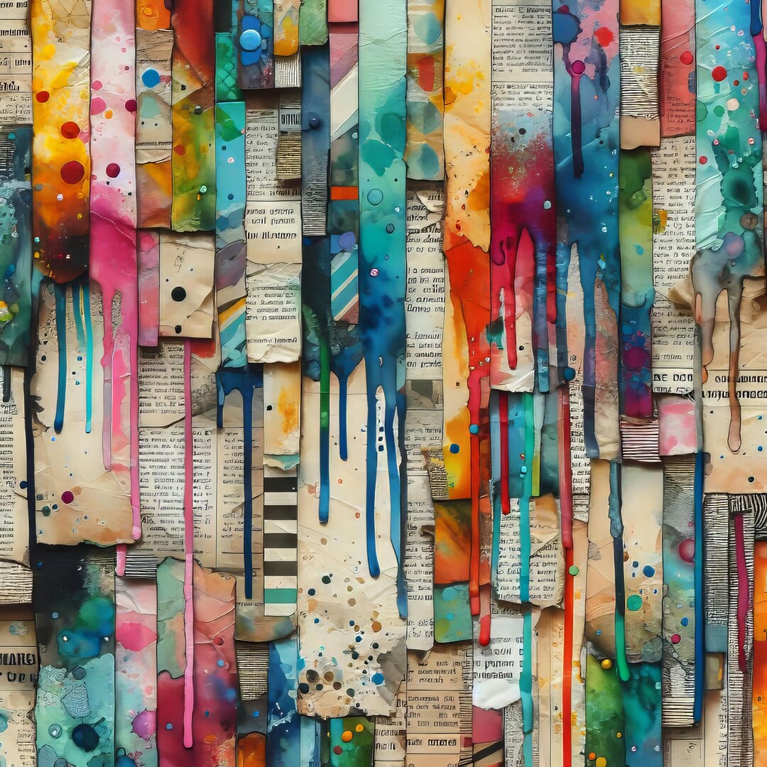 Paint and Paper Collage 10 High Res Watercolor Jpgs for Junk Journaling ...